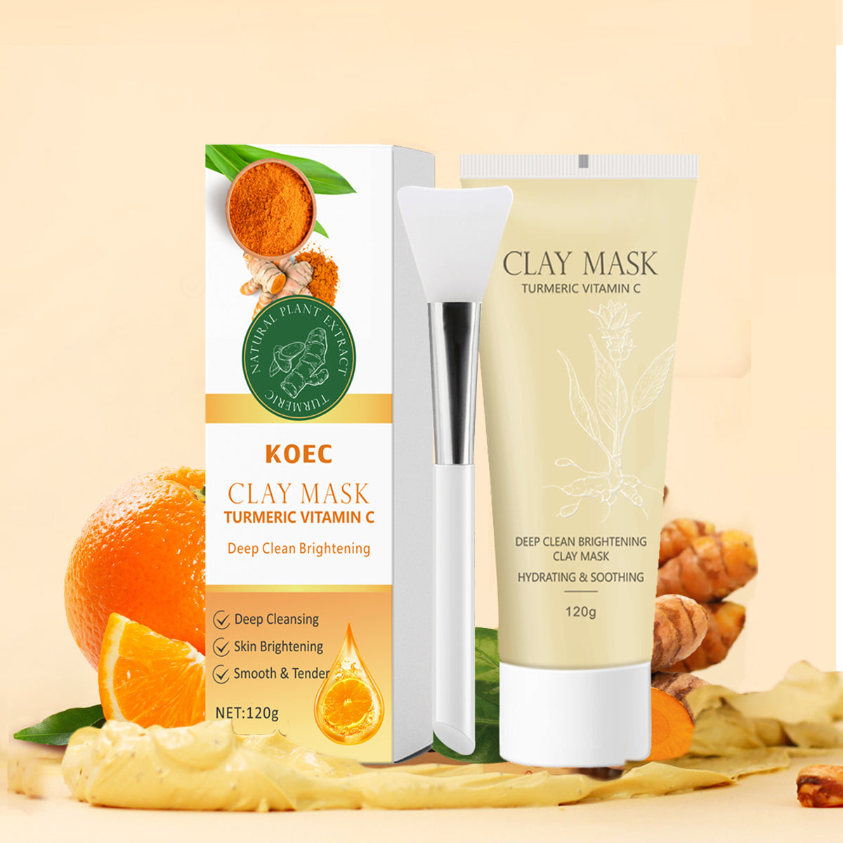 Turmeric Clay Mask With Brush – KOEC Beauty